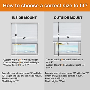 Persilux Custom Blackout Cellular Shades, Window Blinds, Honeycomb Blinds for Windows (White, 36" W x 48" H) Cordless Window Shades for Home Room Darkening Cellular Blinds Door Blinds