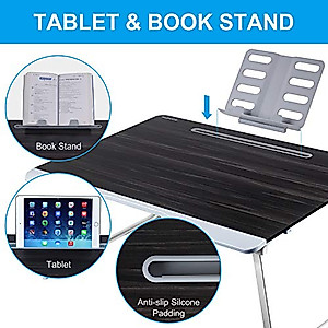 Laptop Bed Table, XXL Bed Trays for Eating, Laptops, Writing, Study and Drawing- Laptop Desk for Bed, Sofa and Couch- Folding Laptop Standwith Portable Book Stand and Drawer Storage, by NEARPOW
