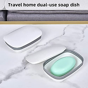 Jawflew Travel Soap Box, Soap Dish for Shower, Soap Bar Holder Dish Container Case, Strong Sealing Leak Proof Portable Soap Saver for Bathroom, Gym, School, Camping, Hiking, Vacation, Outdoor (White)