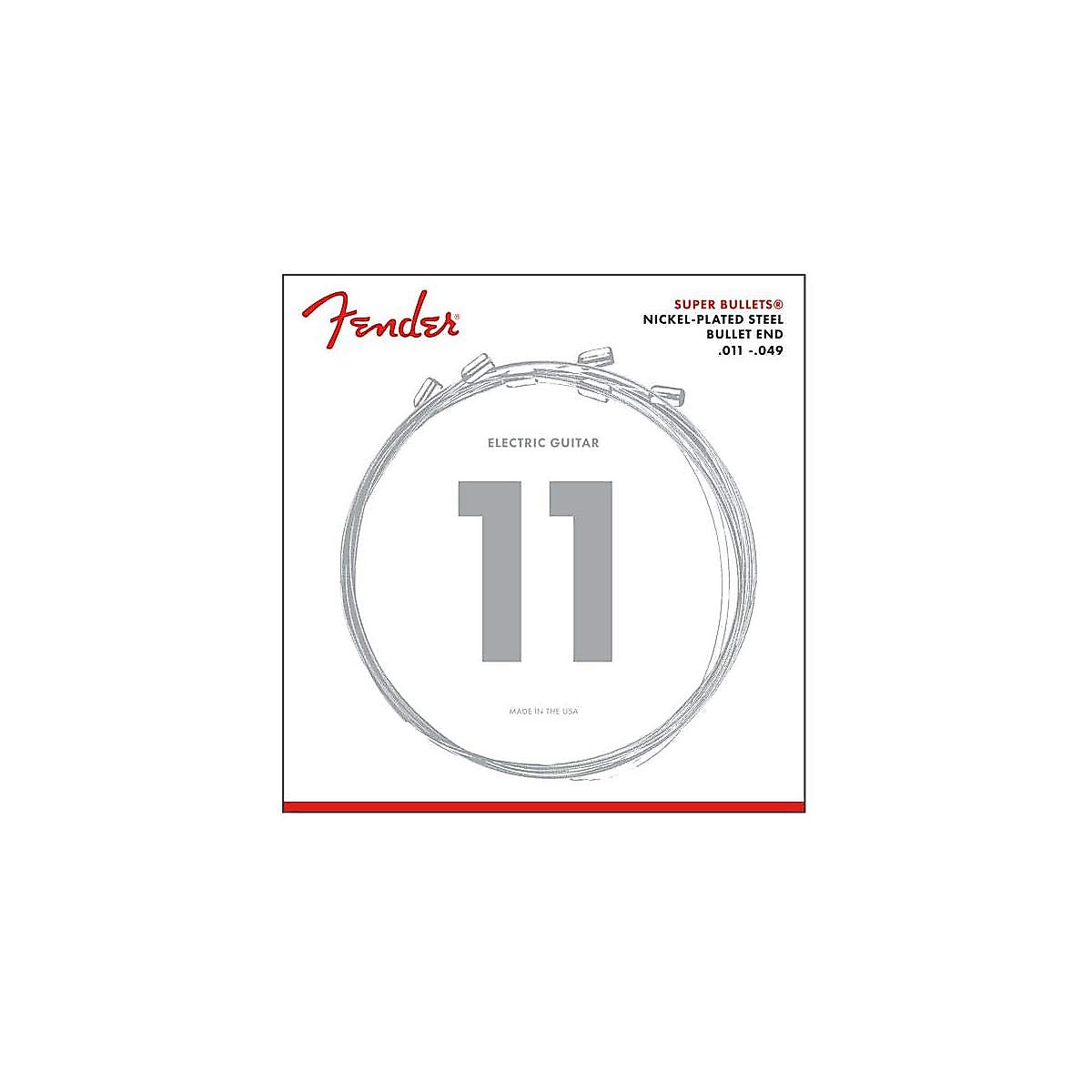 Fender Super 3250 Bullet Electric Guitar Strings, Nickel Plated Steel, Bullet End, 3250M .011-.049