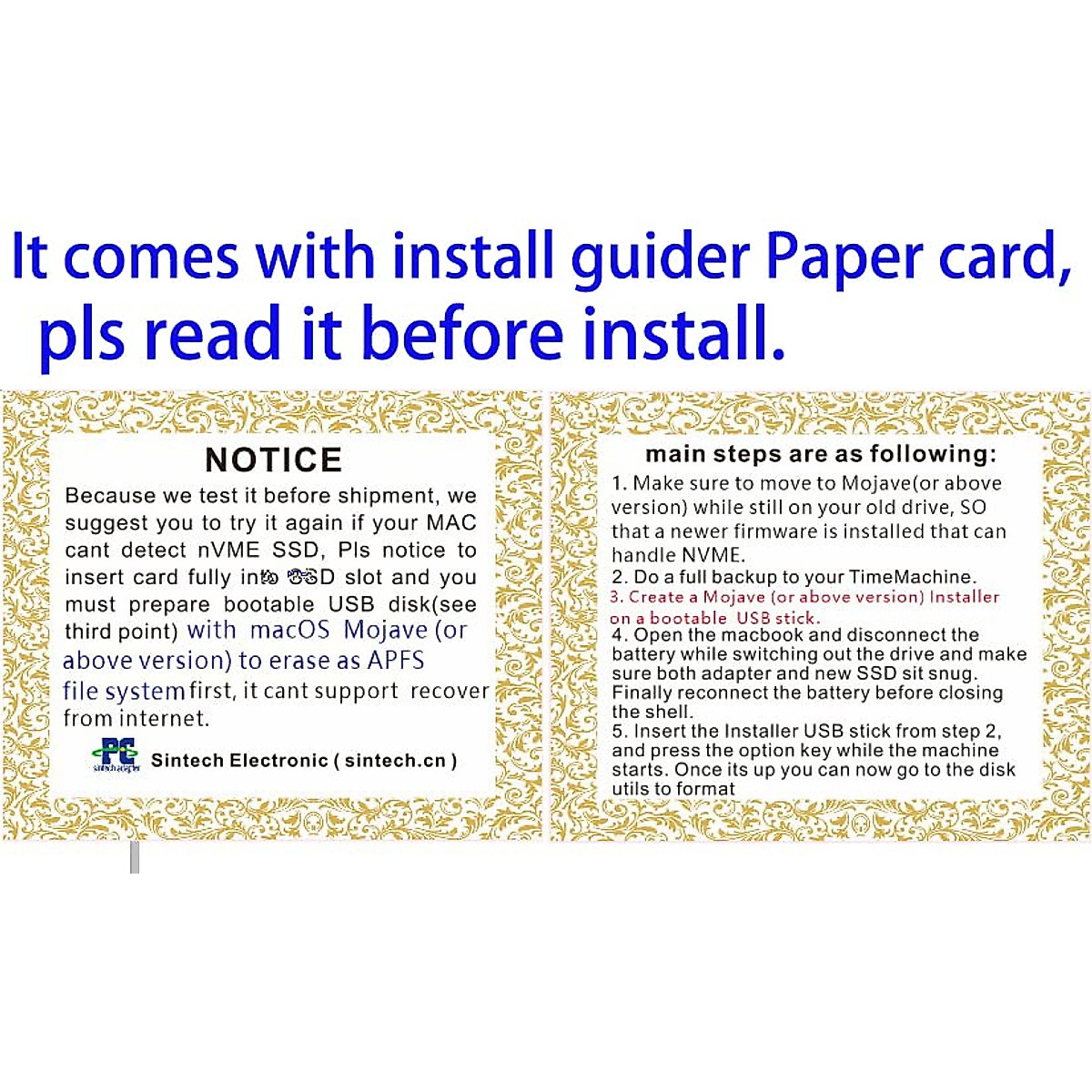 Sintech NGFF M.2 nVME SSD Adapter Card for Upgrade 2013-2015 Year Macs(Not Fit Early 2013 MacBook Pro)