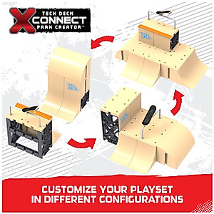 Tech Deck, Danny Way Mega Half Pipe X-Connect Park Creator, Customizable Ramp Set with Exclusive Plan B Fingerboard, Kids Toy for Boys and Girls Ages 6 and up