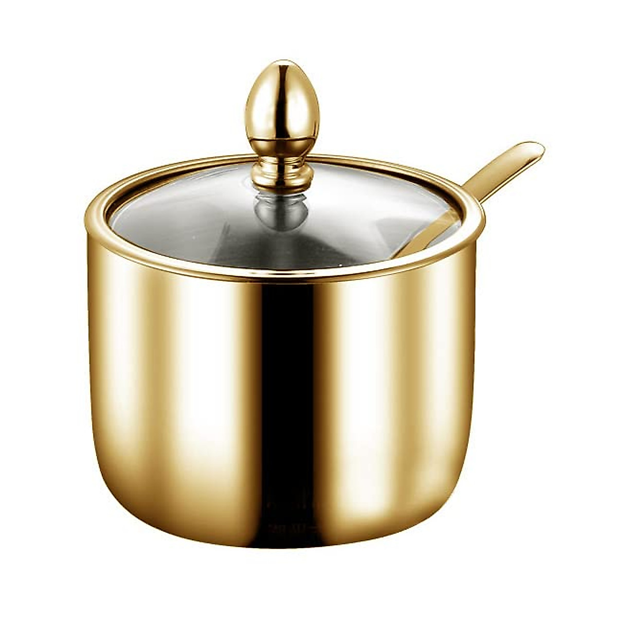 Mozacona Gold Stainless Steel Sugar Bowl Spice Jar Seasoning Pot Storage with Lid Spoon