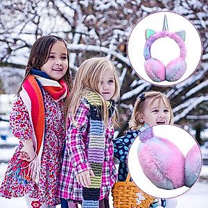 CHUANGLI Winter Unicorn Earmuffs, Cute Cartoon Earmuff Rainbow Ear Warmers for Girls/Women's Gift