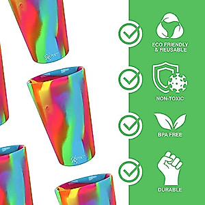 Silipint: Silicone Pint Glasses: 4 Pack Headwaters, Mtn Marble, Arctic Sky & Hippie Hops - 16oz Unbreakable, Flexible