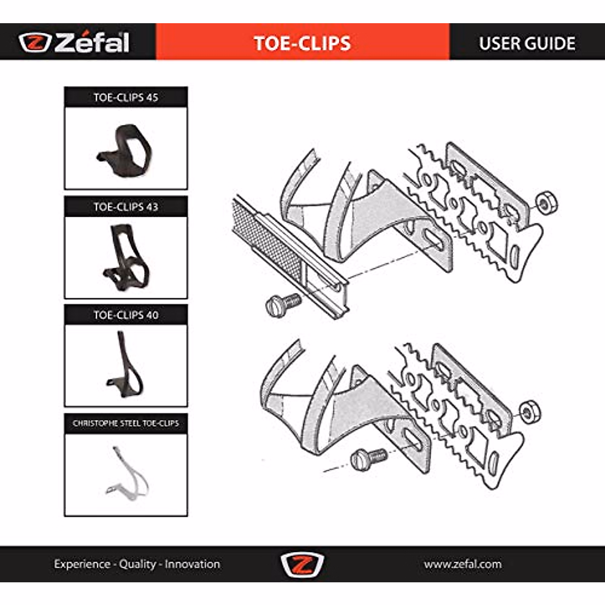 Zefal "Cristophe Mountain Bicycle Half Toe Clips, L/XL, Black