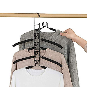 Hangers Space Saving, 5 in 1 Non-Slip Metal Magic Clothes Hanger Wide Shoulder Multifunctional Adult Clothes Rack for Household Space Saver, Coat Suit Jacket Sweater Skirt Shirt Pants (5 in 1)
