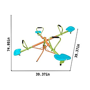 Veemuaro Kids Seesaw, 4 Seat 360 Degree Spinning Seesaw, Kids Outdoor Play Equipment, Metal Teeter Totter for Playground and Backyard (4 Seats)