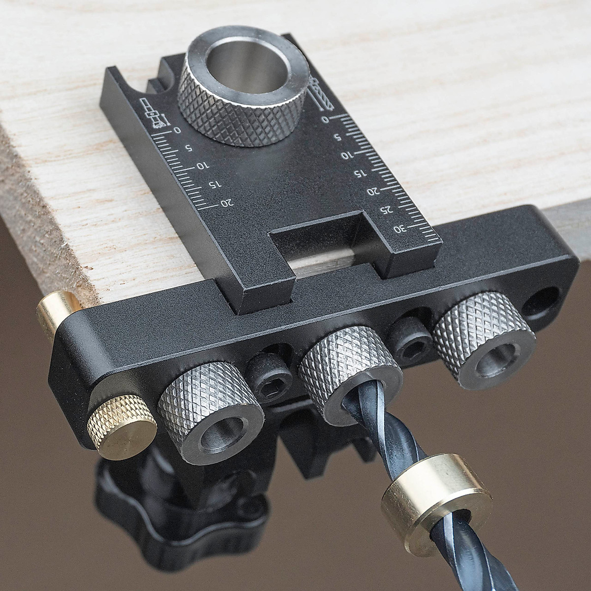 3-in-1 Dowel Jig Kit - Pocket Hole Jig with Adjustable Woodworking Drill Locator, 8/10/15mm Bits, Precision Guide for Furniture Assembly, DIY Projects, Durable Aluminum Alloy