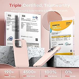 TOCOL [5 in 1 Designed for iPhone 14 Pro Case, with 2 Pack Screen Protector + 2 Pack Camera Lens Protector, Liquid Silicone Phone Case 6.1 Inch, [Anti-Scratch] [Drop Protection], Chalk Pink