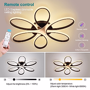 LOFAHS Modern LED Ceiling Light Fixture with Remote Control Lamp Dimmable Ceiling Chandelier for Living Room Dinning Room Bedroom Kitchen Home Lighting (23 inch/60CM 70W)