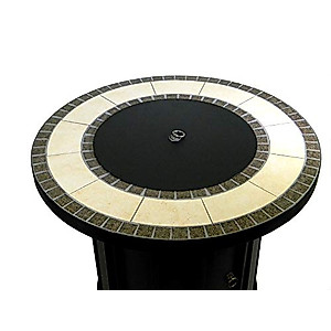 Hiland AFP-TTR Tile top 40,000 BTU Propane Fire Pit, Round, Bronze,Beige, Black
