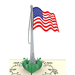 iGifts And Cards Patriotic Appreciation 3D Pop Up Greeting Card - Hero, American Flag, Half-Fold, Veterans, Memorial, Military, USA, All Occasion, Welcome Home, Retirement, Miss You