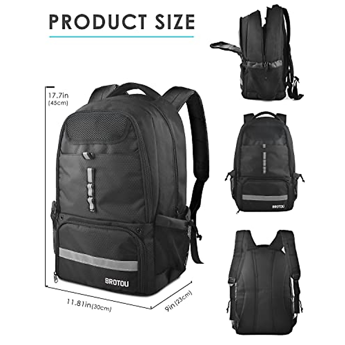 BROTOU Soccer Bag, Basketball Backpack with Ball Compartment, Soccer Backpack for Basketball/Volleyball/Football, Large Capacity Sports Equipment Bags for Men/Women (Black new)