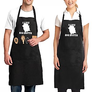 KITCHEPOOL Funny Apron for Men, Chef Aprons for Women with 3 Pockets - Mens Gifts For Christmas - Adjustable Bid Kitchen Aprons for Chef, Cooking Apron for BBQ, Baking - Little Pig