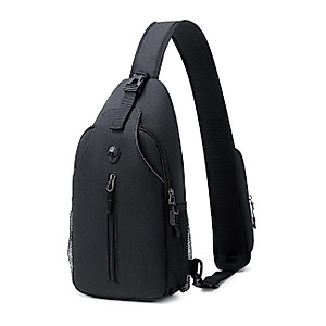 Shaelyka Small Lightweight Black Crossbody Bags for Men and Women, 8 Pockets small Sling Bag