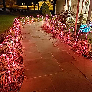 Christmas Candy Cane Lights,Solar Christmas Light， Christmas Candy Cane Pathway Lights， Christmas Decoration， for Home Garden New Year Holiday Lights， 5pcs