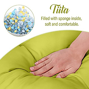 Tiita Outdoor/Indoor Seat Cushion with Ties Waterproof Wicker Seat Chair Cushion Memory Foam Patio Chair Pads for All-Weather Wicker Dinettes/Antique Porch Swings and Porch Rocker (20''x20'', Green)
