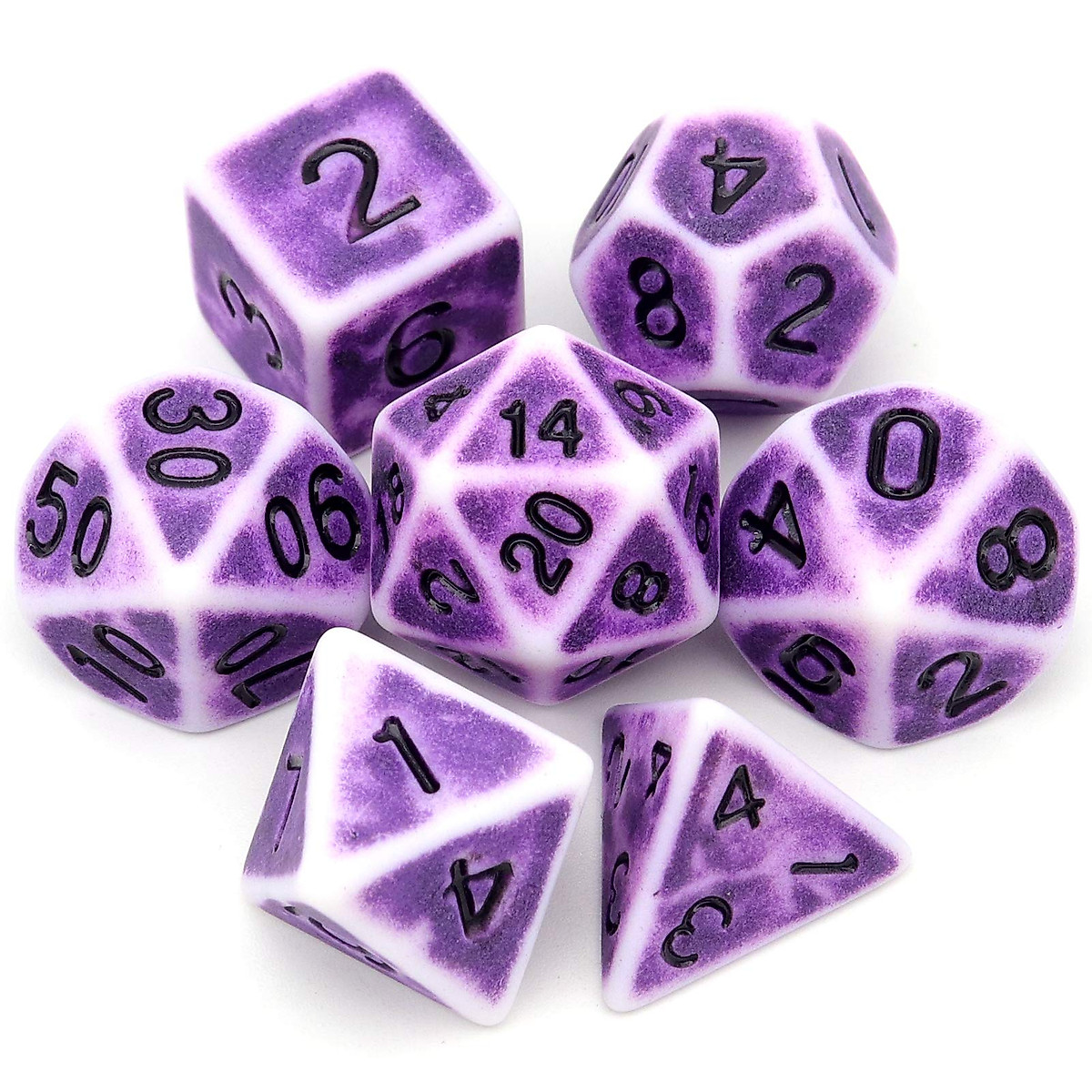 Haxtec Ancient DND Dice Set 7PCS Purple Polyhedral Dice for Dungeons and Dragons Pathfinder RPG