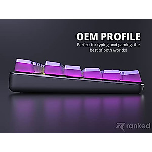 Ranked Pudding PBT Keycaps | 112 Double Shot Translucent ANSI US & ISO Layout | OEM Profile for RGB Mechanical Gaming Keyboard (Lavender)