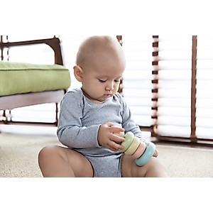 PlanToys First Stacking Rings Baby Toy - Sustainably Made from Rubberwood Featuring Organic-Pigment Coloring and Water-Based Dyes with Collapsible Central Rod for Safety
