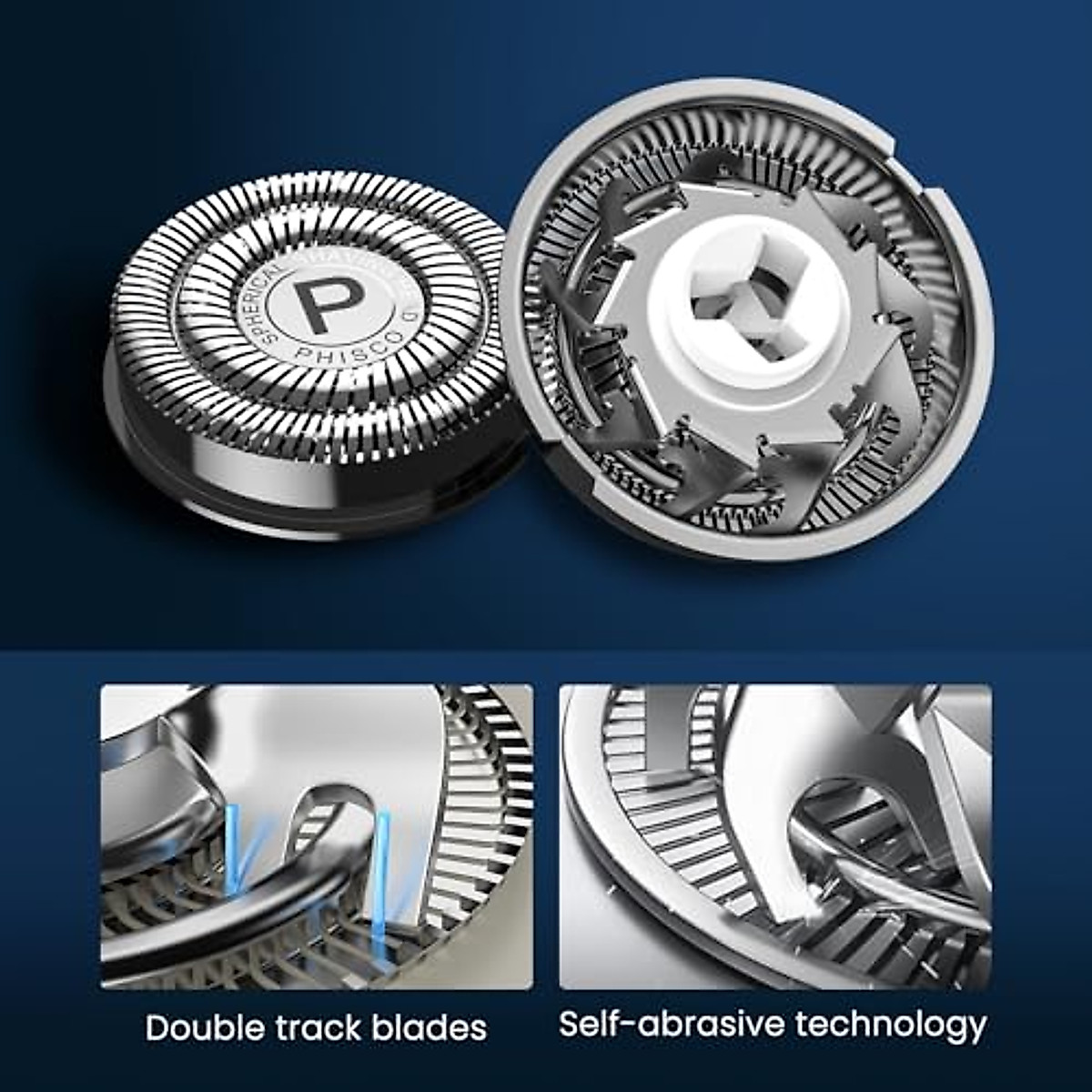 Phisco 203D-6A Replacement Shaver Heads (3-Pack) - ValueDuo Upgrade for RMS8112 Series | Waterproof Universal Fit Electric Razor Heads | Enhance Your Grooming Routine