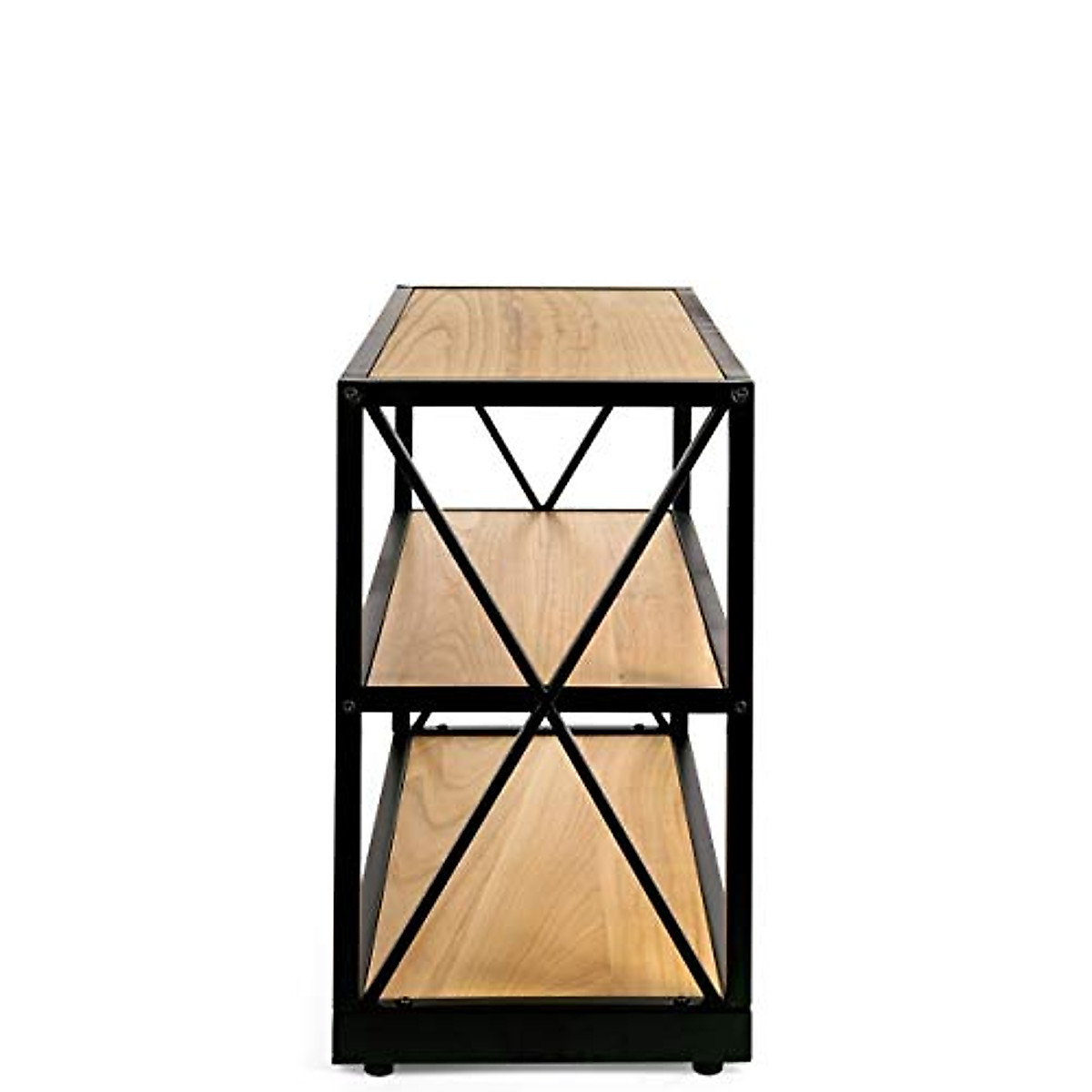 Displays2go Industrial X-Sided 3-Shelf Unit, Solid Pine – Natural (XSHF3NAT)