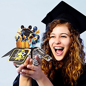 Giiffu Graduation Card, Graduation Pop Up Card, High School Graduation Cards, 3D Popup Greeting Graduation Gift Card for Boy Girl Brother Daughter, with Envelope and Note Card (Balloon