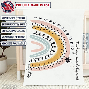 Monthly Blanket Girl, Rainbow Baby Name Blanket, Newborn Photo Prop, Custom Baby Blanket, Monthly Baby Blanket, New Mom Gift, Rainbow Baby Blanket, Super Soft Plush Blanket for Baby for Kids