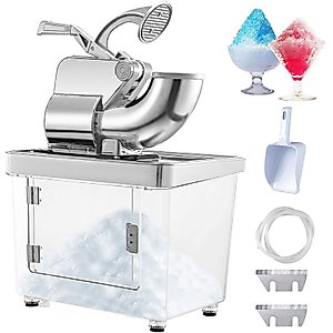 VEVOR 110V Commercial Ice Crusher 440LBS/H, ETL Approved 300W Electric Snow Cone Machine with Dual Blades, Stainless Steel Shaved Ice Machine with Safety On/Off Switch for Family, Restaurants, Bars