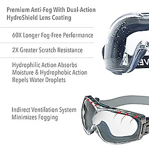 Honeywell Uvex Stealth OTG Safety Goggles with Clear HydroShield Anti-Fog Lens & Fabric Headband (S3970HSF)