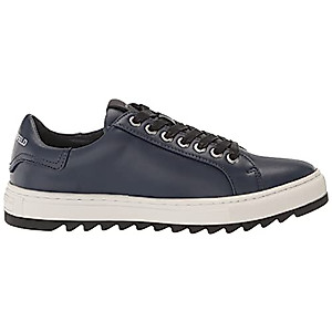 Karl Lagerfeld Paris Men's Recycled Leather Low top Sneaker, Navy, 9