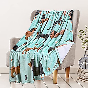 RosieLily Dachshund Blanket Dachshund Throw Blanket Dog Throw Blankets Fleece Dog Blanket for Couch Kids Dog Print Blanket for Adults Kids Warm Fuzzy Throw Blanket for Couch,Sofa,Bedroom(50Wx60L)