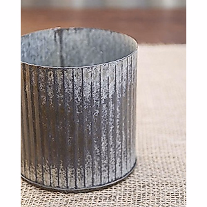 Rustic Tin Vase, Corrugated Sides, 3.25x3.25", Galvanized Metal, 6pk