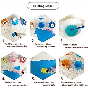 VeGuude Paint by Numbers for Adults and Kids Beginner, 4 Pack Painting by Number Kits On Canvas, Without Frame DIY Moon Mushroom Oil Painting Acrylic Paints, Home Wall Decor Gift 12x16inch