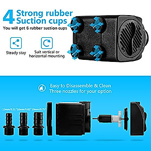 CWKJ Fountain Pump, 400GPH Submersible Water Pump, Durable 25W Outdoor Fountain Water Pump with 6.5ft Power Cord, 3 Nozzles for Aquarium, Pond, Fish Tank, Water Pump Hydroponics, Backyard Fountain