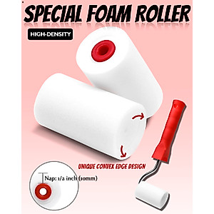 2 inch Paint Roller Kit, PinStone 16pcs Small Paint Roller Tray Set with High-Density Foam Paint Roller and 3/8” Nap Microfiber Covers, Mini Paint Rollers for Painting Walls, Cabinets, Craft, Touch-up