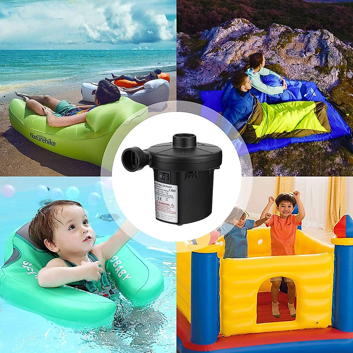3T6B USB Rechargeable Air Mattress Pumps, Portable Electric Air Pump, Quick Air Mattress Pump for Outdoor Camping Inflatable Raft Bed Boat Swimming Ring Vacuum Bags