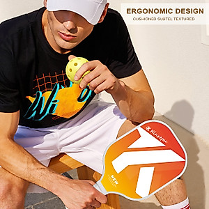 Pickleball Paddles Set of 6 Graphite Pickleball Set with Honeycomb Core and Comfort Grip,Pickle-Ball Equipment Includes 6 Paddles,6 Balls,1 Portable Carry Bag,6 Sports Cold Towel,2 Ball Retriever