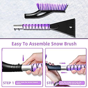 DDSNTY Purple 27”Snow Brush and Detachable Ice Scraper, 1 PC Snow Brush and Ice Scraper Set,Comfortable Foam Grip,Detachable Scraper,Suitable for car SUV and Truck Purple
