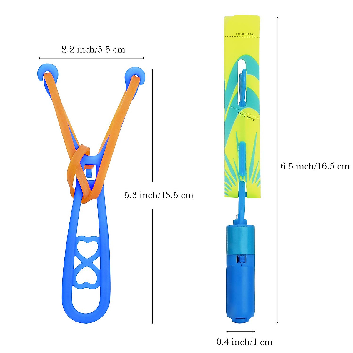 Rocket Slingshot Flying Toys with Led Lights - 12 Pcs Slingshot Toy for Kids, Summer Outdoor Game LED Slingshot with 12Pcs Launchers + 12Pcs Arrow Helicopters, Glow in The Dark Kids Party Supplies