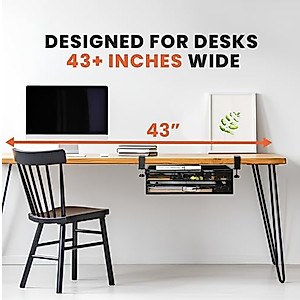 Under Desk Drawer Organizer Clamp-On, Mesh Metal Desk Drawer Attachment, 2 Drawer Slide Out, On Desk Or Under Desk Organizer For Office Supplies & Home Essentials
