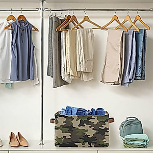 Forest Camouflage Pattern Storage Basket Set of 1 Organizer Storage Bin Foldable Storage Box with Handles for Home Nursery Clothes
