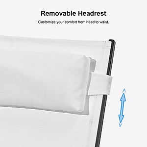 PURPLE LEAF Outdoor Lounge Chairs Set Patio Chaise Lounges Outside with 2 Side Tables for Beach Pool Sun Lounger Reclining Chair White