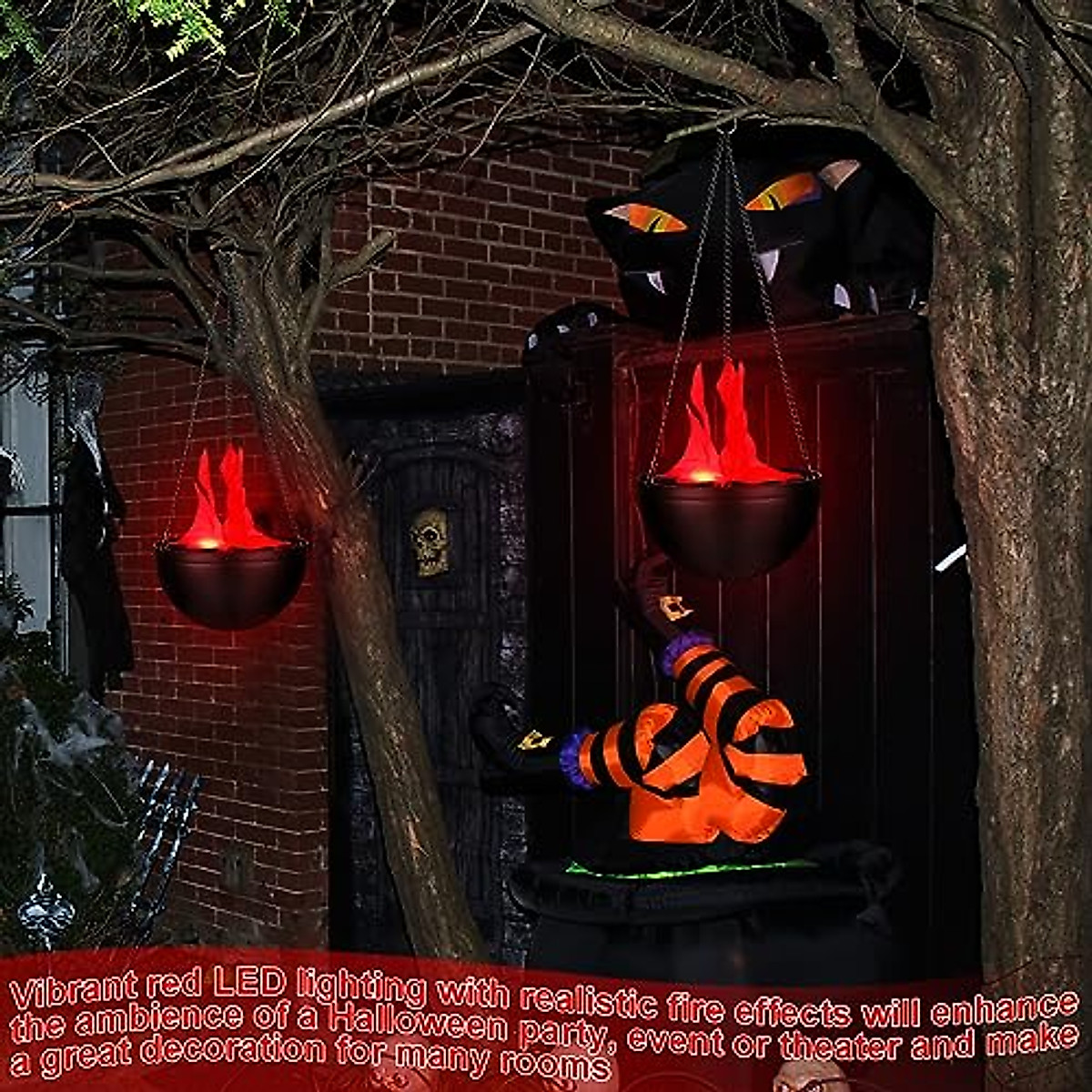 Baquler 2 Pcs Halloween 3D Fake Fire Light 110v Artificial Hanging LED Flame Light Realistic Campfire Halloween Lamp Prop Flame Light for Christmas, New Year, Festival, Night Club, Party Decor