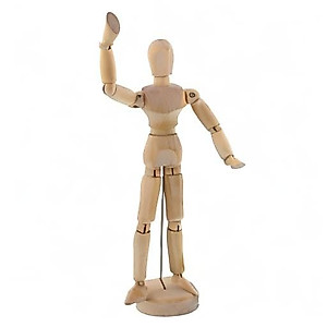 US Art Supply® Wood Artist Drawing Manikin Articulated Mannequin with Base and Flexible Body - Perfect for Drawing The Human Figure (5" Male)