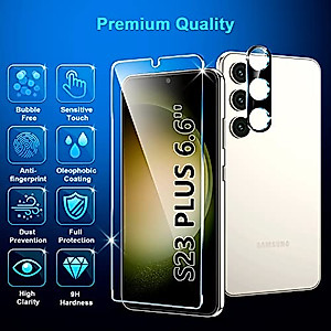 [4+3 Pack] Galaxy S23 Plus Screen Protector, 9H Tempered Glass, Ultrasonic Fingerprint Support, Case Friendly HD Clear for Samsung Galaxy S23 Plus 5G Glass Screen Protector