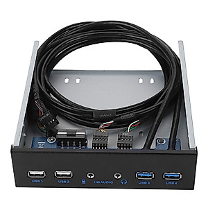 5.25 Inch Front Panel USB Hub with 2 x USB 3.0 Ports & 2 x USB 2.0 Ports & 1 x HD Audio Port 19 Pin Extension Front Panel Card Reader Support WinXP/2003/VISTA/2008/Windows 7/WIN8