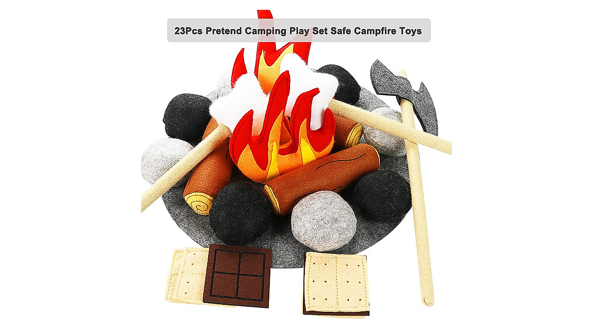 23 PCS Kids Plush Campfire Toy Set for Imaginative Play