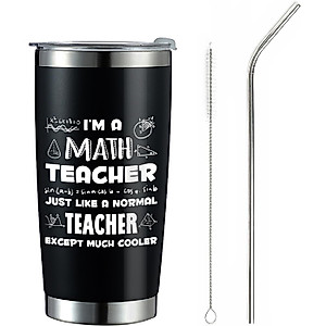 Xildew Funny Math Teacher Theme Teacher Appreciation Week Gift for Educator Instructor Christmas Birthday Present for Friend Coworker Stainless Steel Tumbler 20 oz Black